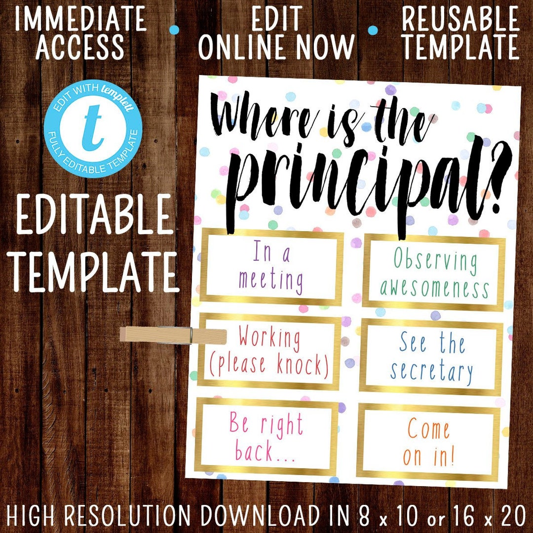 EDITABLE Where is the Principal Template School Office Door - Etsy ...