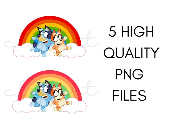 Bluey Rainbow Clipart Bundle, Colorful Bluey and Bingo Clipart