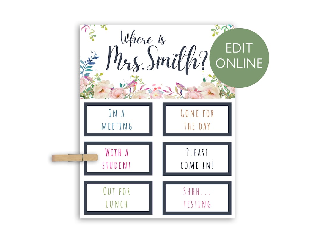 EDITABLE Office Door Sign, Out of Office Name Sign - Etsy Australia