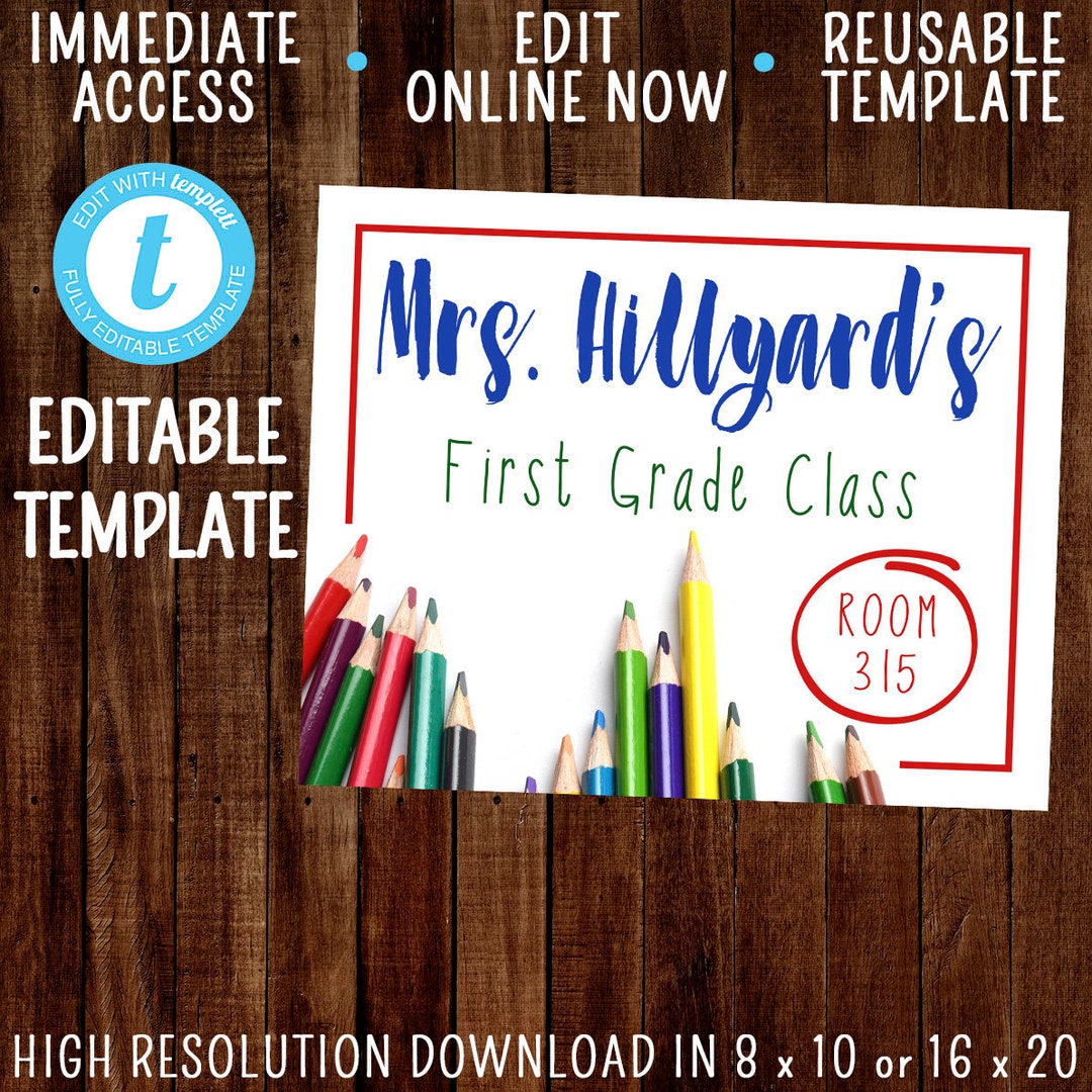 EDITABLE Teacher Name Sign Custom Classroom Door Sign - Etsy