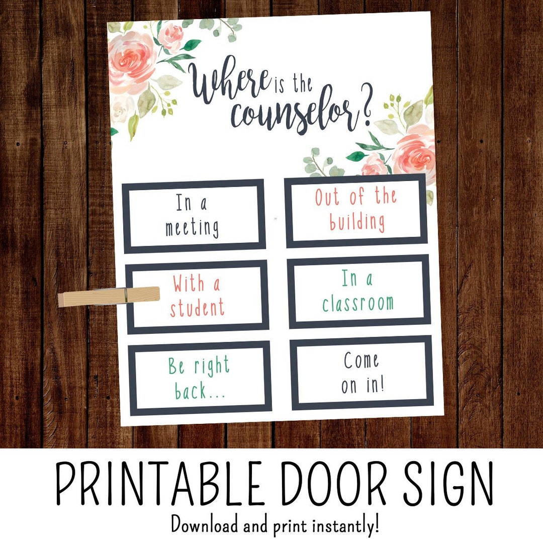 Where is the Counselor Sign School Counselor Door Sign - Etsy