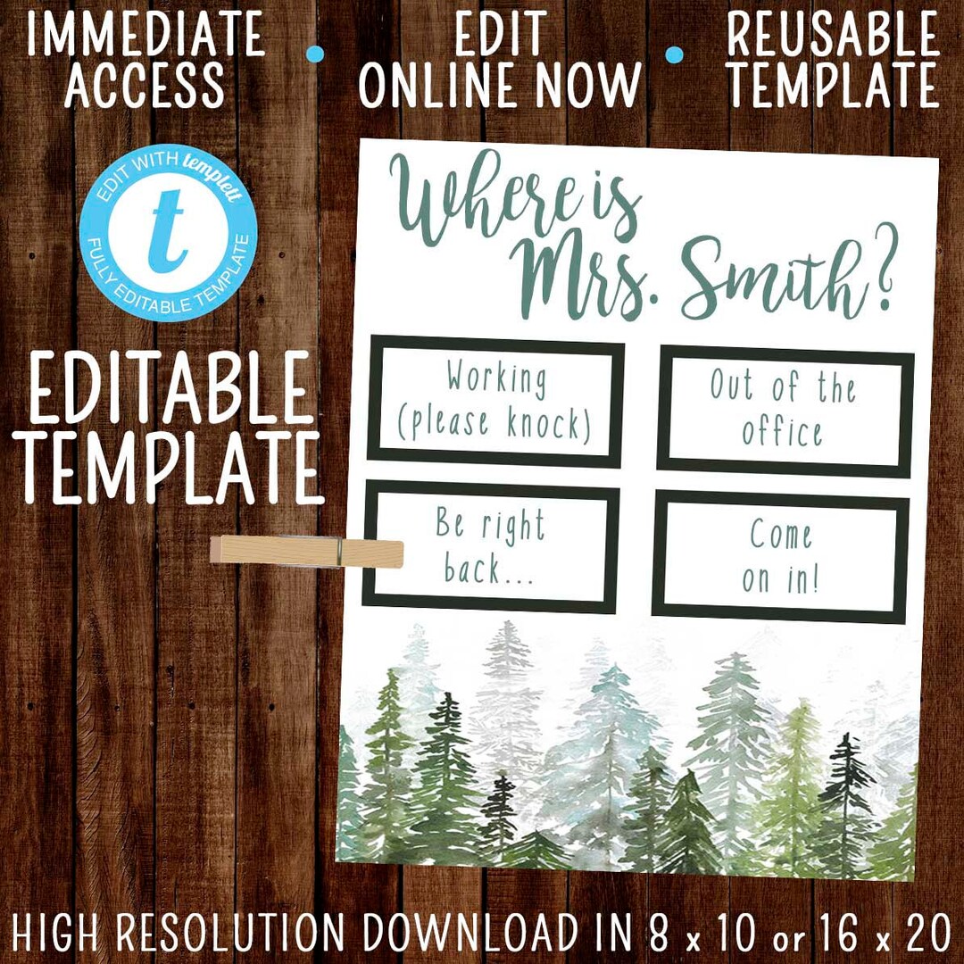 EDITABLE Office Door Sign Custom School Office Decor - Etsy