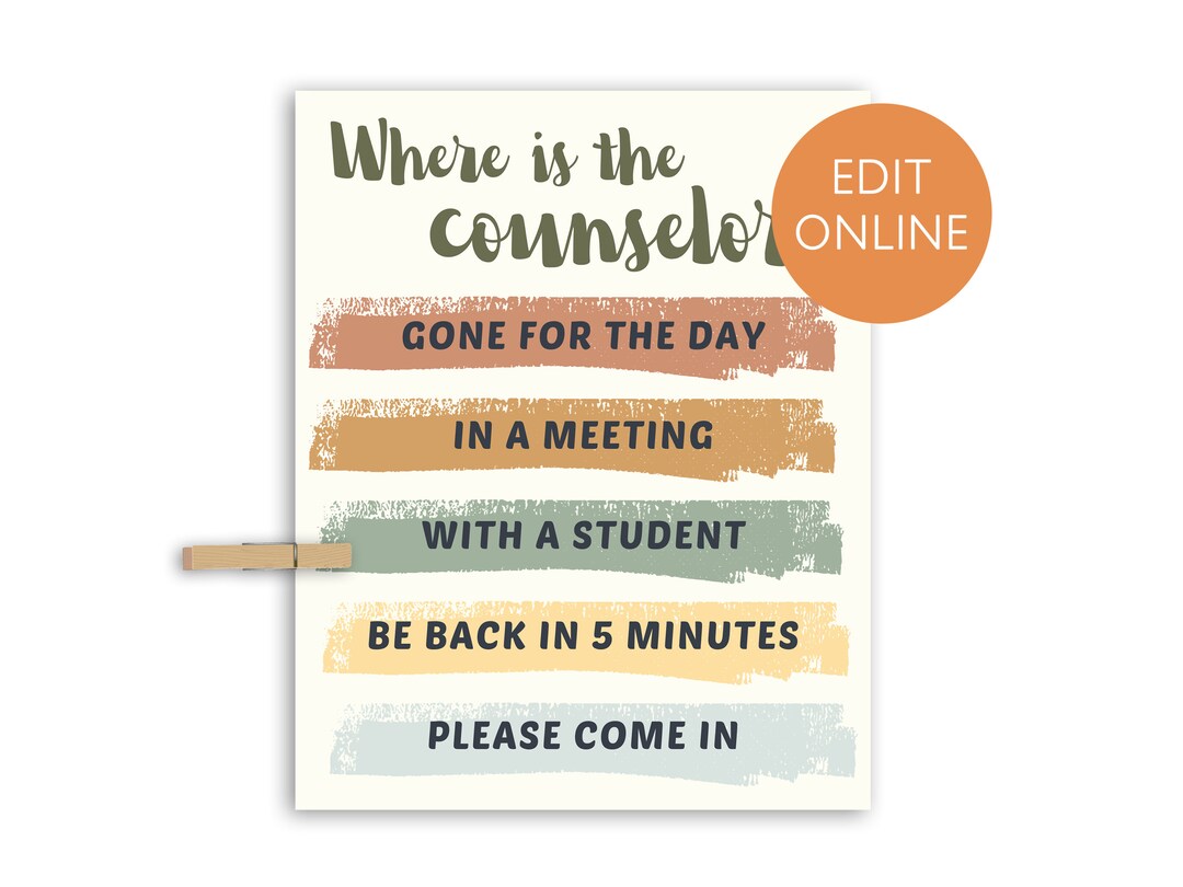 EDITABLE Out of Office Door Sign for School Counselor, Name Sign - Etsy UK