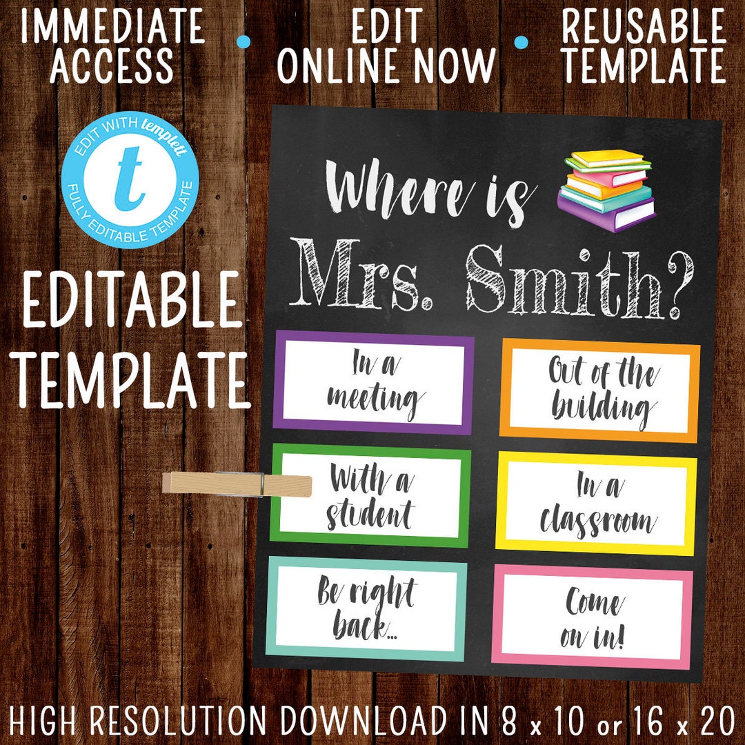 EDITABLE Office Door Sign Custom Name Sign School Door - Etsy