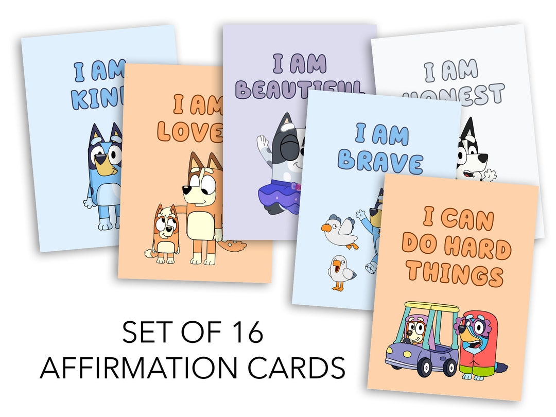 Bluey Affirmation Cards, Affirmation Cards for Kids, Bluey and Bingo ...