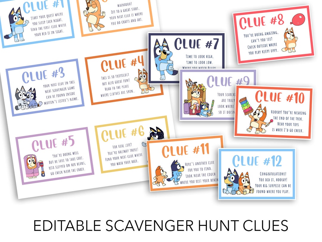 Blue Dog Scavenger Hunt for Kids, Scavenger Hunt Clues, Blue Dog Egg ...