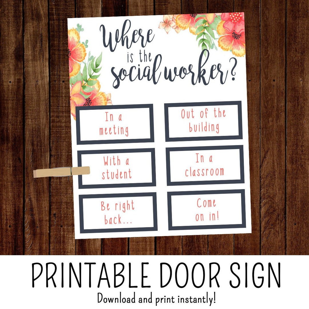 Social Worker Sign Back to School Office Decor Printable - Etsy