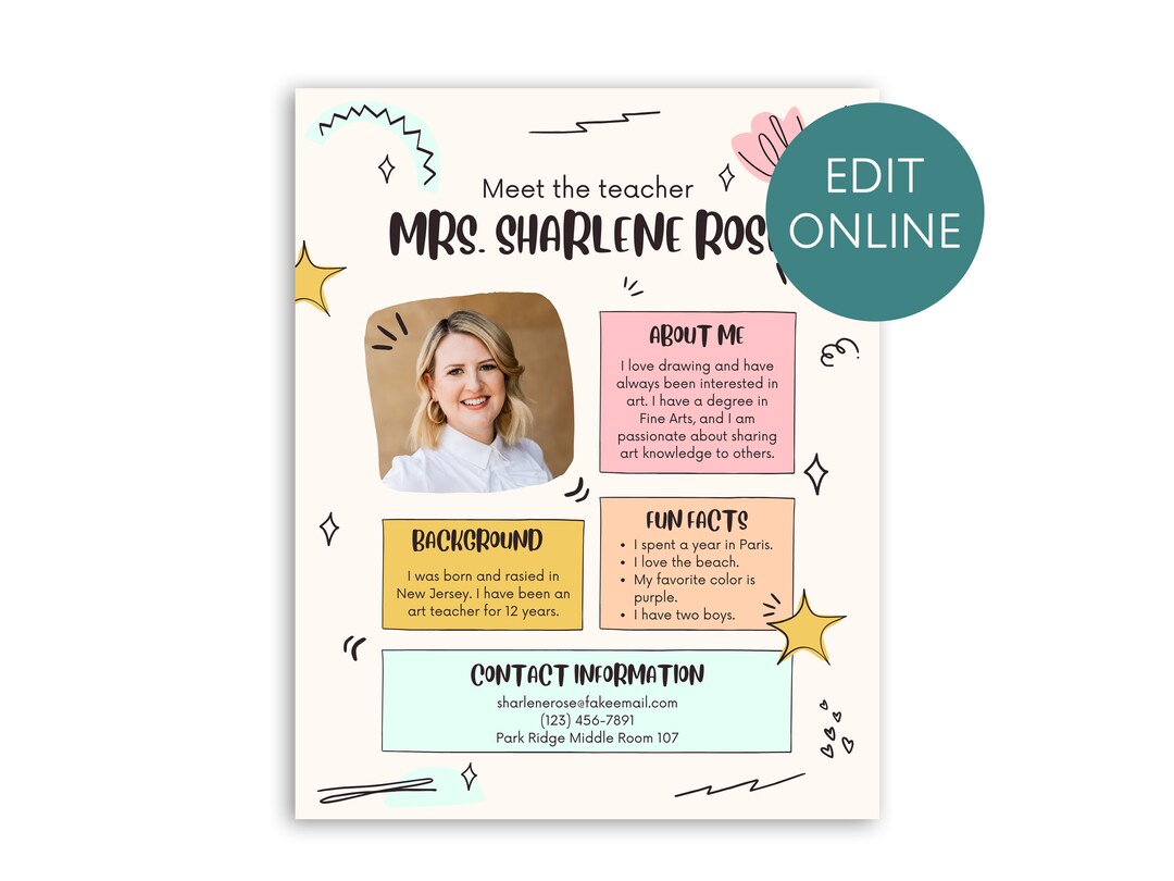 EDITABLE Meet the Teacher Sign, Teacher Name Sign, School Door Sign - Etsy