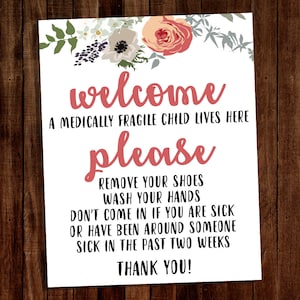 Sick Child Sign Medically Fragile Child Door Sign Welcome Sign - Etsy ...