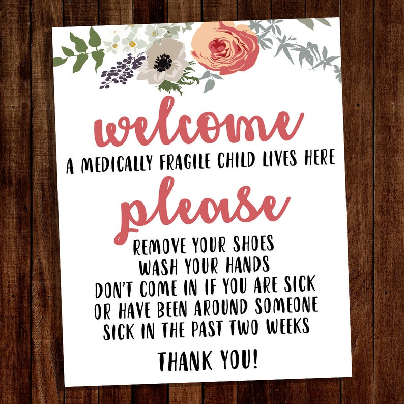 Sick Child Sign Medically Fragile Child Door Sign Welcome - Etsy Canada