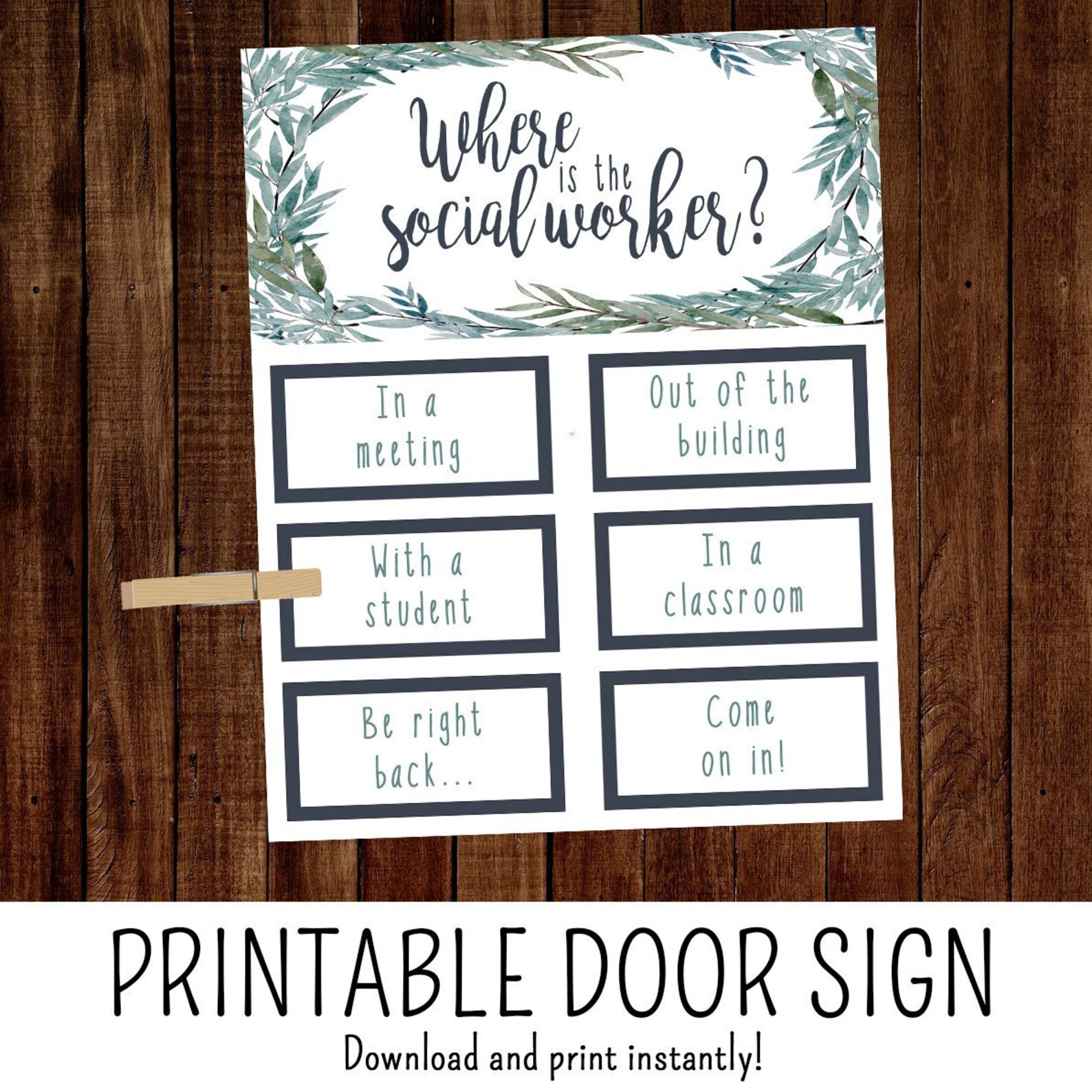 Social Worker Sign Back to School Office Decor Printable - Etsy