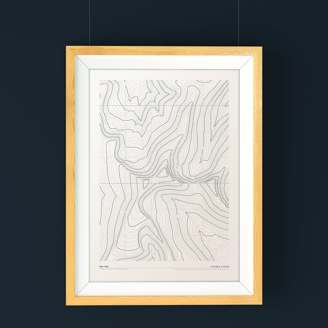 Pen Y Fan Topographic Artprint Contour Poster Summit Map Great Britain ...