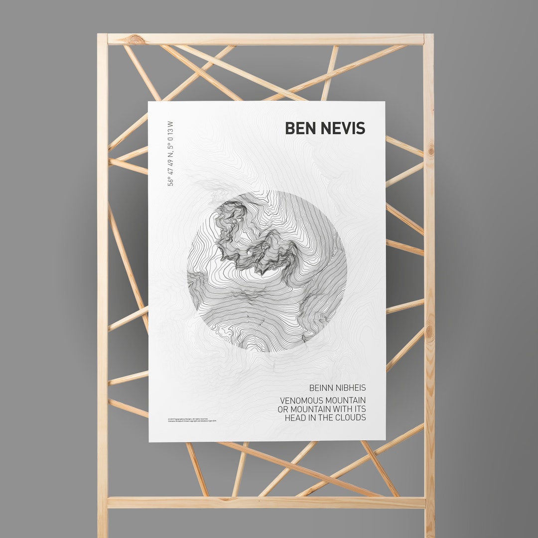 Ben Nevis Topographic Artprint Contour Poster Summit Map - Etsy UK