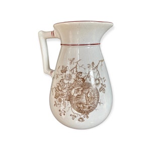 Antique Aesthetic Movement Large Brown Transferware Pitcher by Royal ...