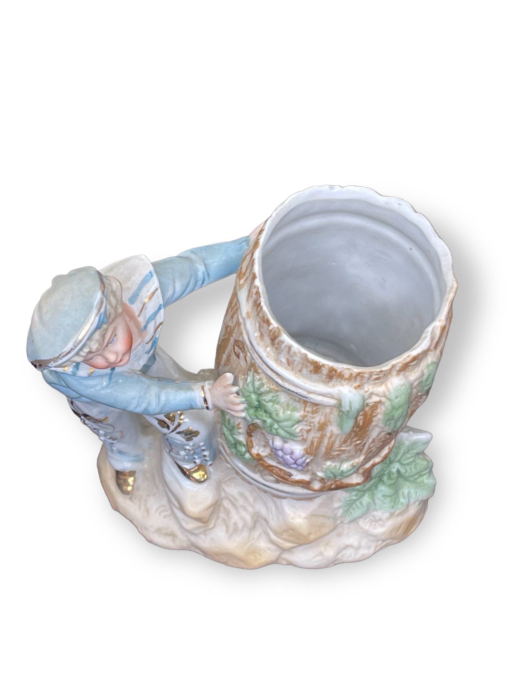 Rare Gebruder Heubach Germany Porcelain Boy With Wine Barrel // Vintage ...