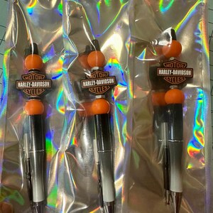 Three 3 Harley Davidson Silicone Bead Pens With Gift Bag and Pen Refill ...