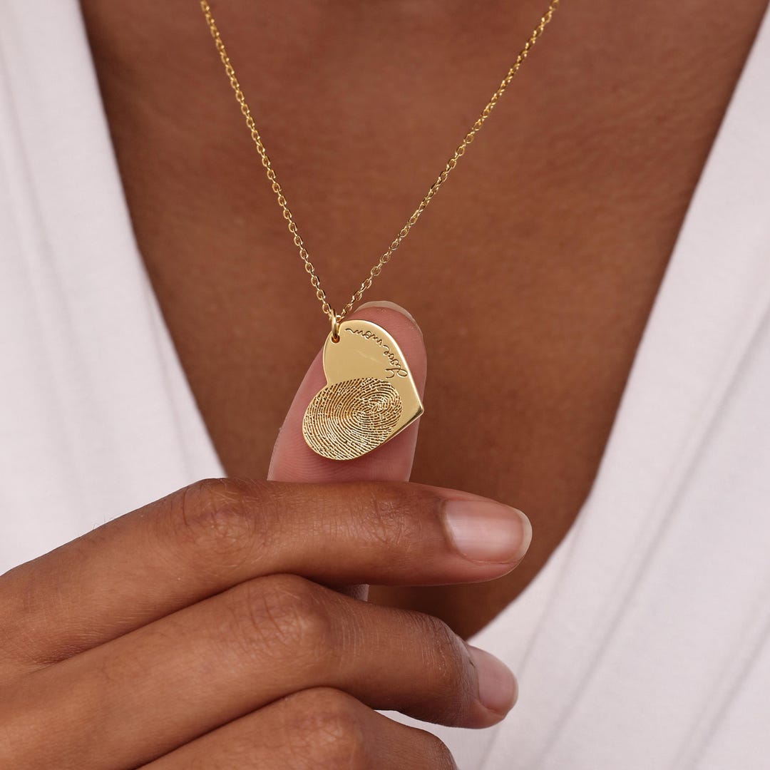 Custom Fingerprint Necklace - Unique Sympathy Gift - Actual Handwriting ...