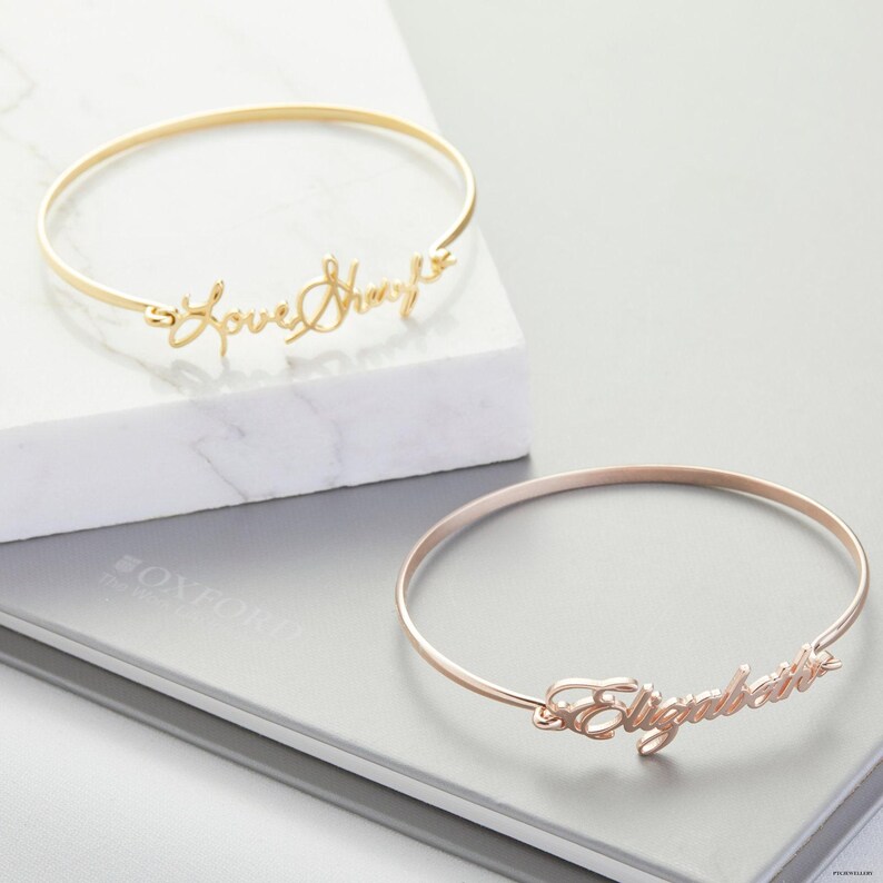 Actual Handwriting Bracelet | Personalized Signature Bangle | Custom ...