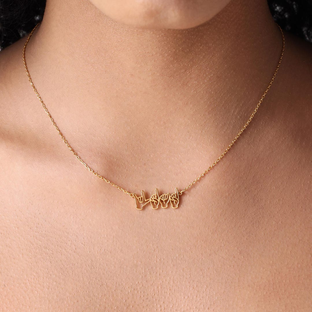 ASL LOVE Necklace | Unique Sign Language Jewelry | Hidden Message ...