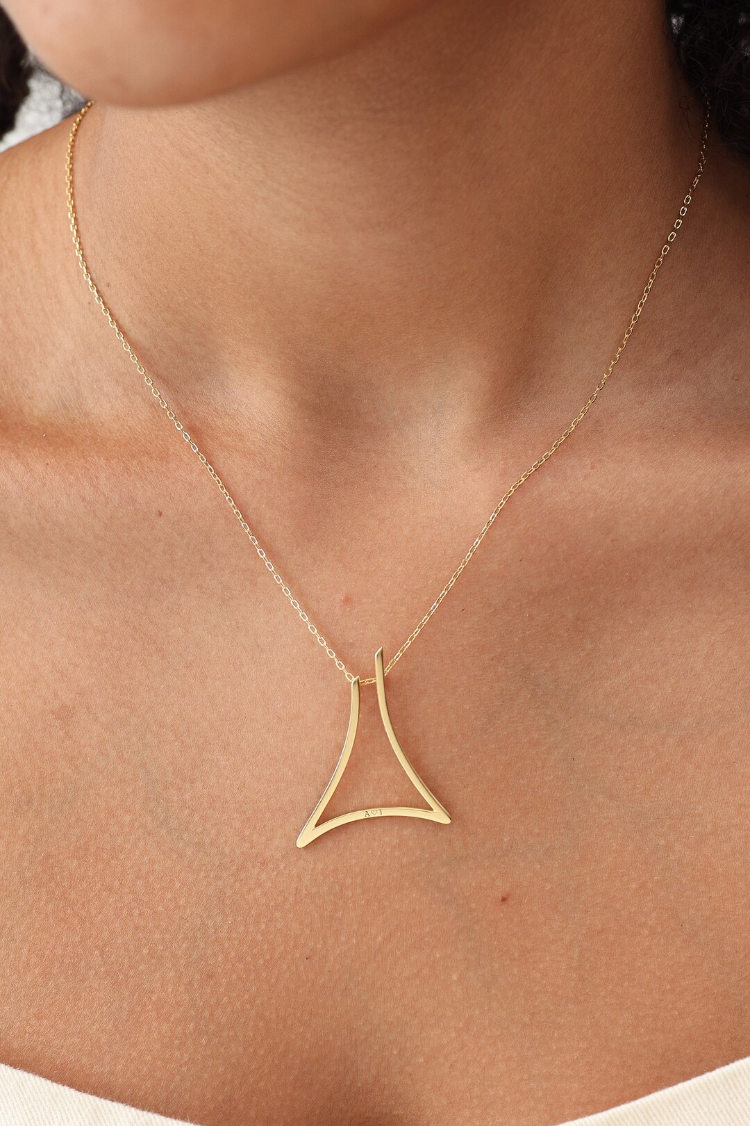Personalized Triangle Ring Holder Necklace - Engagement Ring Keeper ...
