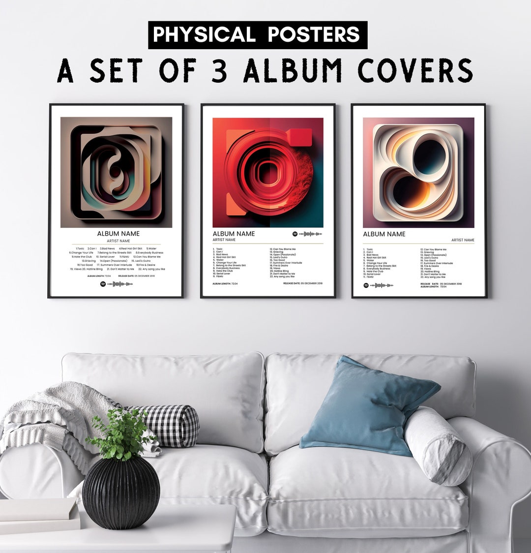 A Set of 3 Album Posters Music Gifts custom Album Cover - Etsy