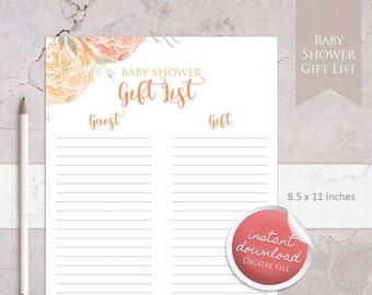 Baby shower gift log | Etsy