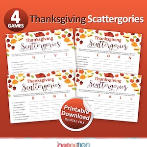 Thanksgiving Scattergories Game Bundle, Thanksgiving Games ...