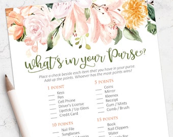 What's in Your Purse Game Printable Baby Shower Games | Etsy