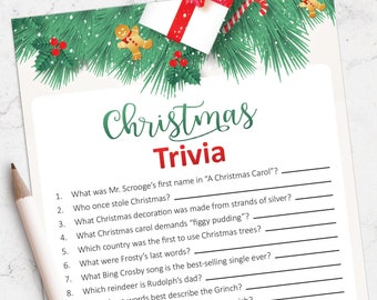 Christmas Trivia 54 Cards Christmas Party Game (Instant Download) - Etsy