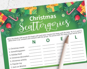 Printable Christmas Scattergories Game, Holiday Party, Christmas Party ...
