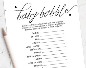 Baby Word Scramble. Baby Shower Game. Instant Download - Etsy