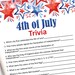 4th of July Printable Game Fourth of July Trivia Game | Etsy