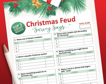 Christmas Feud Game, Christmas in July, Christmas Games Printable ...