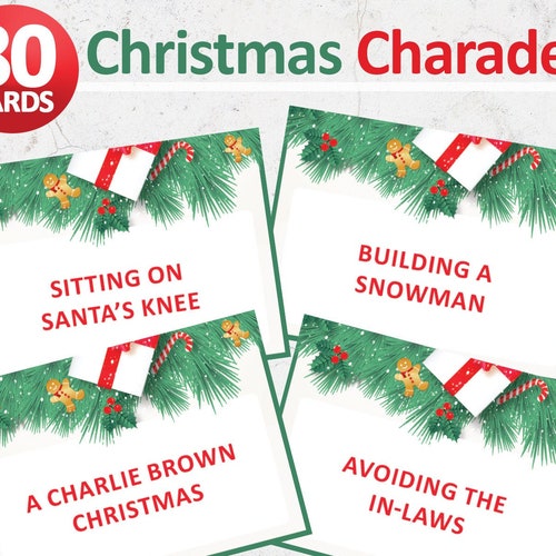 Christmas Games Printable 80 Christmas Charades Cards | Etsy