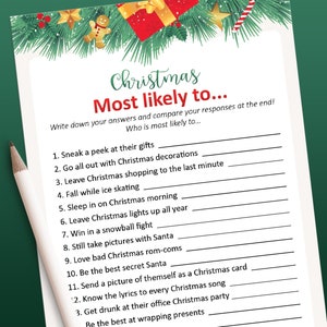 Most Likely To, Who's Most Likely to Game, Christmas Games, Printable ...