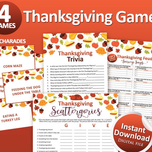 Thanksgiving Games Printable Fall Party Games Friendsgiving - Etsy
