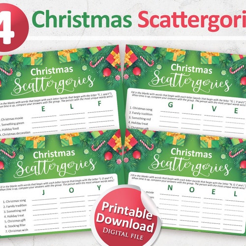 Christmas Scattergories Game Christmas Adult Party Printable - Etsy