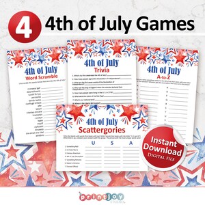 4th of July Printable Games Bundle, Fun Fourth of July Party Ideas ...