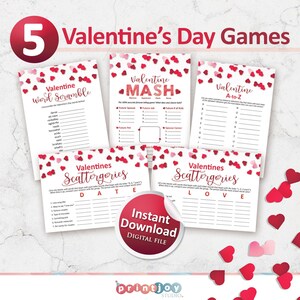 Valentine Party Game, Valentine Printable Games Bundle, Galentine and ...