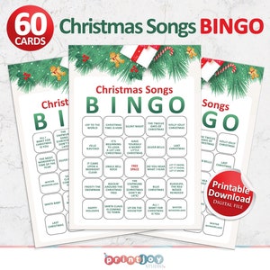 Christmas Song Bingo, PDF Christmas Bingo, Christmas Music Bingo ...