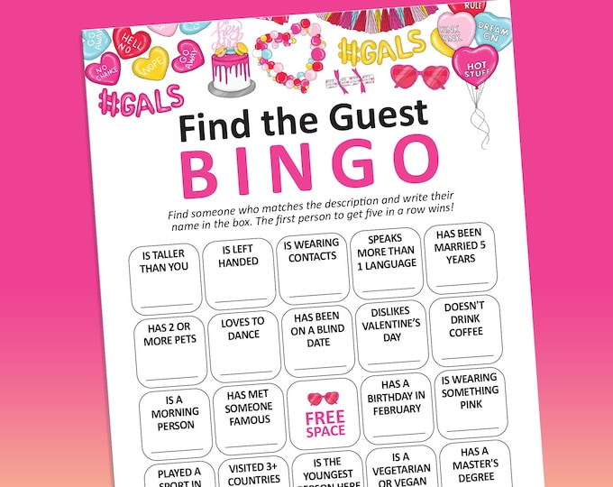 Valentines Day Find the Guest Game, Find Someone Who, Fun Valentine's ...