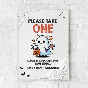 Printable Halloween Sign, Please Take One, Halloween Candy Sign, Front ...