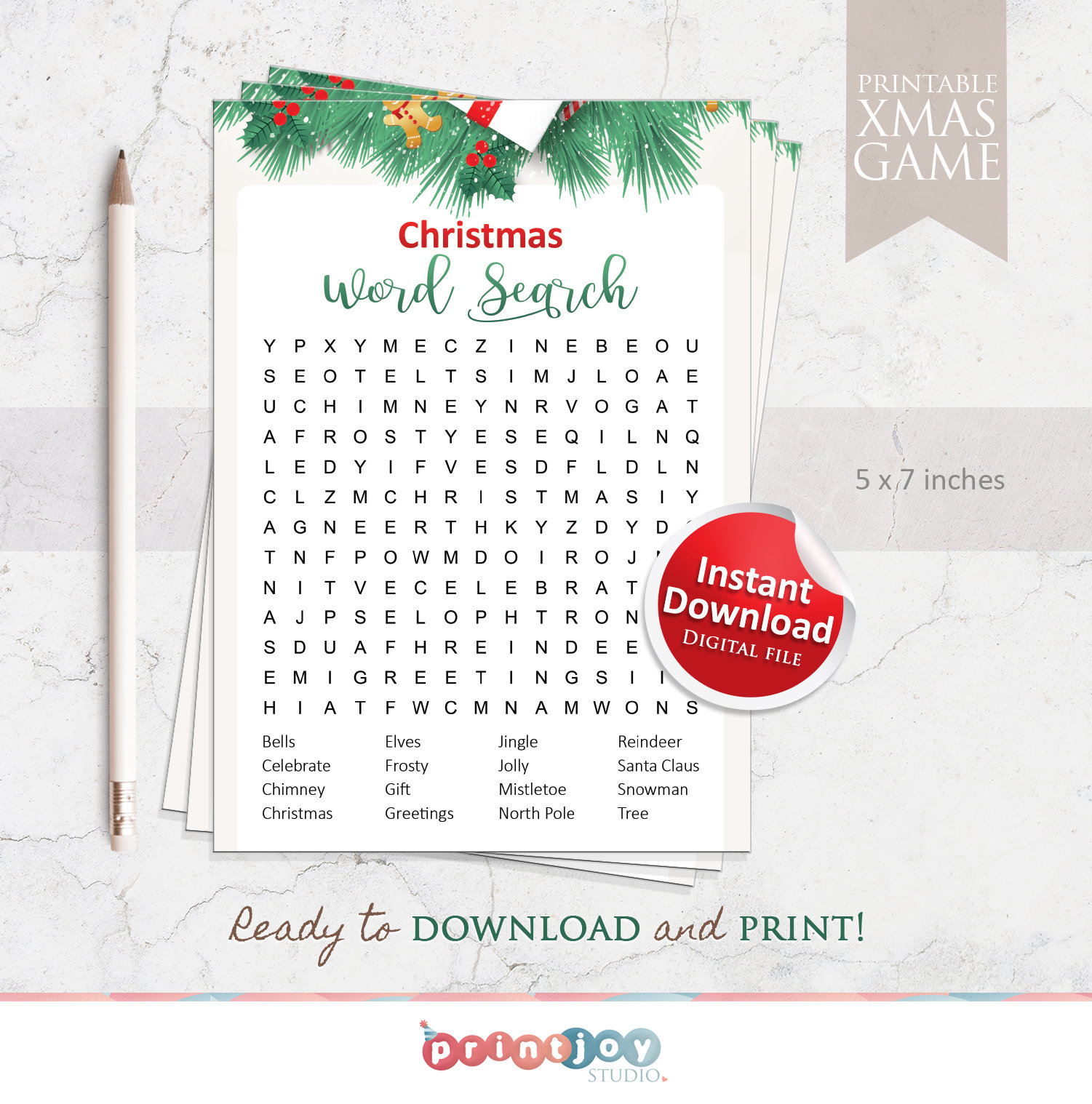 Printable Christmas Word Search Game, Christmas Games, Holiday Party ...