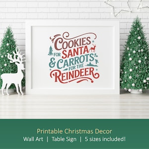 Santas Milk and Cookies Sign, Christmas Cookies for Santa Sign ...