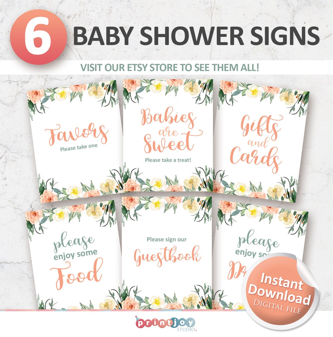 Printable Baby Shower Signs Package, Printable Baby Shower Table Signs ...