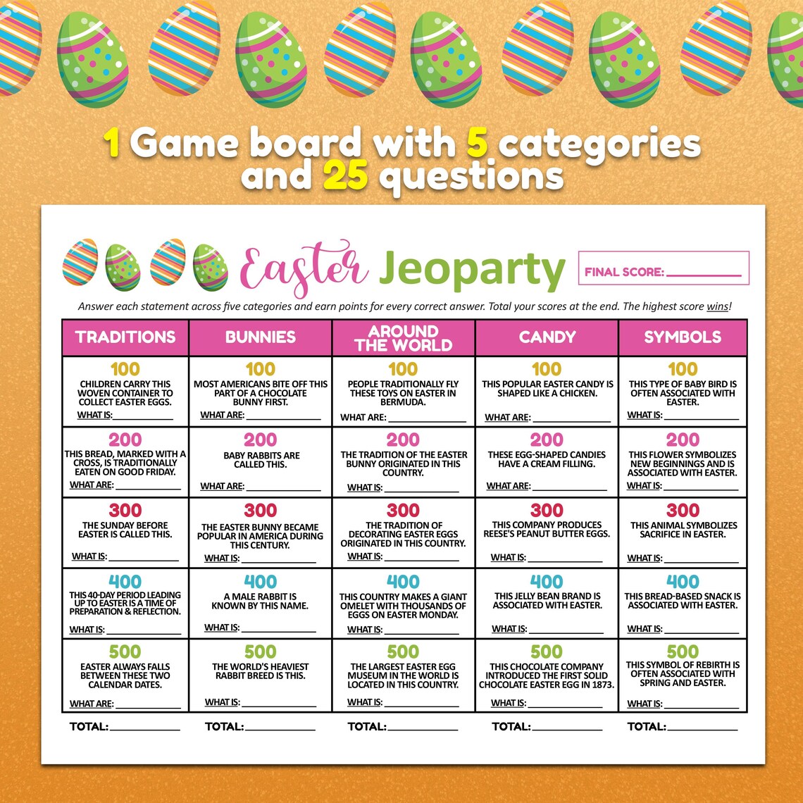 Easter Jeopardy, Easter Trivia, Games for Adults, Trivia Questions ...