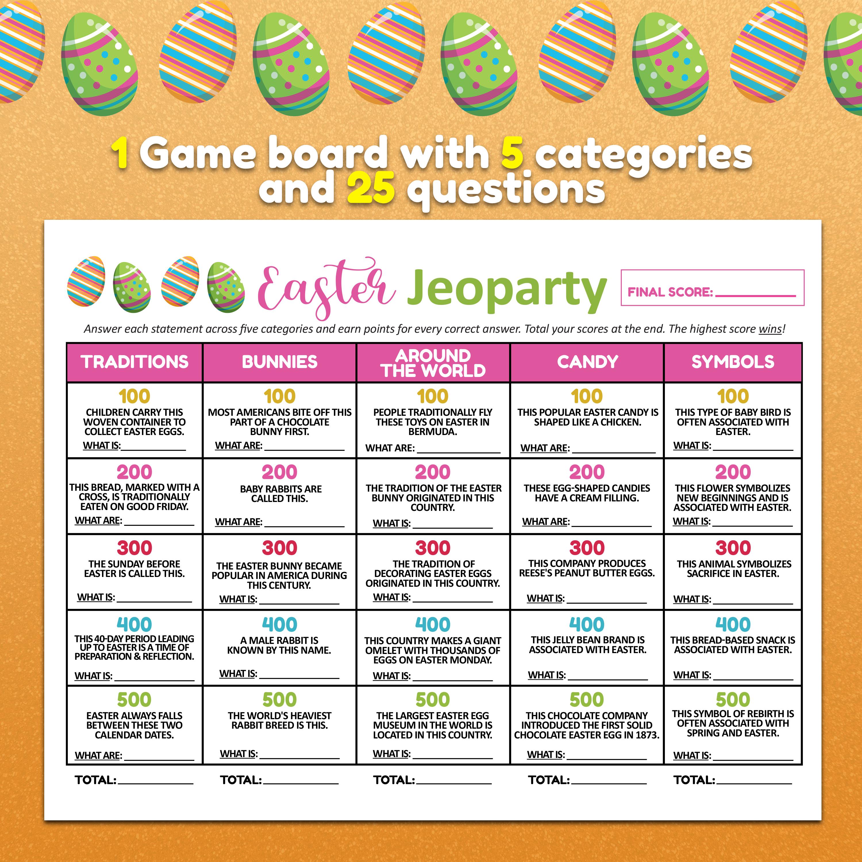 Easter Jeopardy, Easter Trivia, Games for Adults, Trivia Questions ...