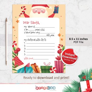 Santa Cookie and Milk Letter, Letter to Santa, Christmas Wish List ...