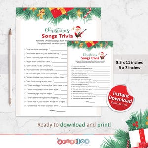 Christmas Song Trivia Game, Christmas Trivia Game for Adults, Christmas ...