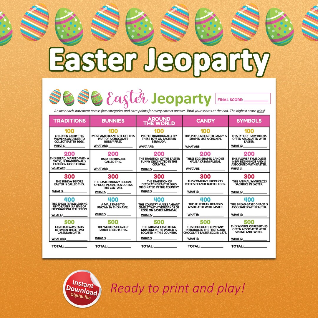 Easter Jeopardy, Easter Trivia, Games for Adults, Trivia Questions ...